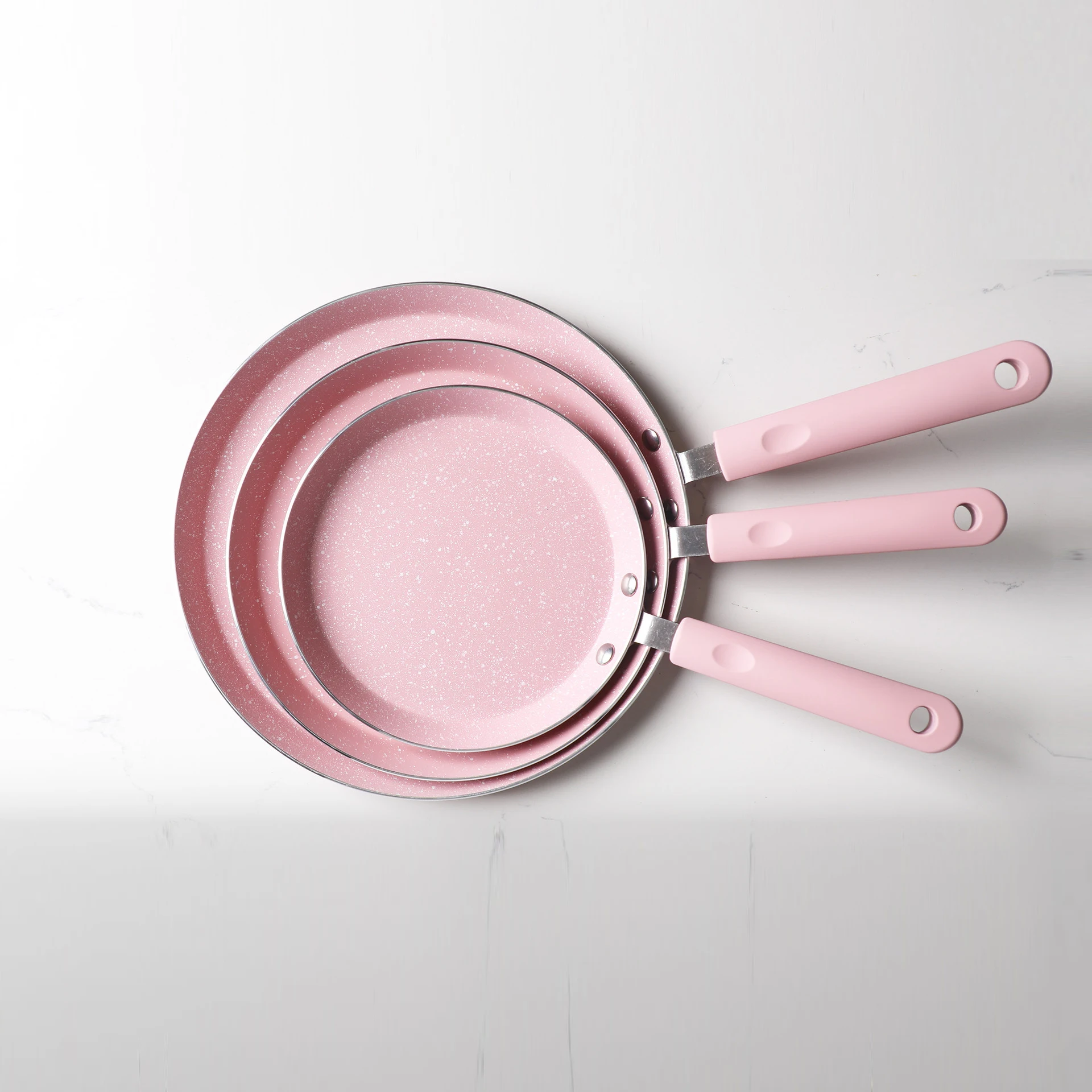 Kingwise New Modern Marble Pink Kitchen Cookware Set Non-stick Aluminum ...