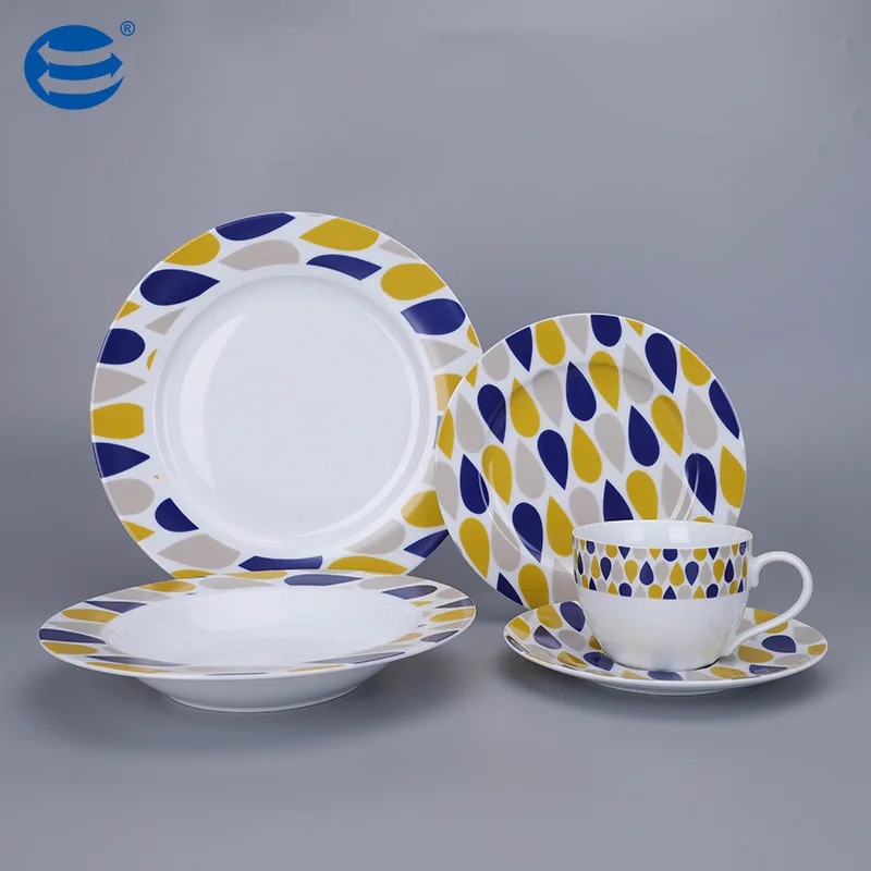 Custom Wholesale 20pcs Dinnerware Set Polka Dot For High Quality Ceramic Porcelain Dinner Set ...