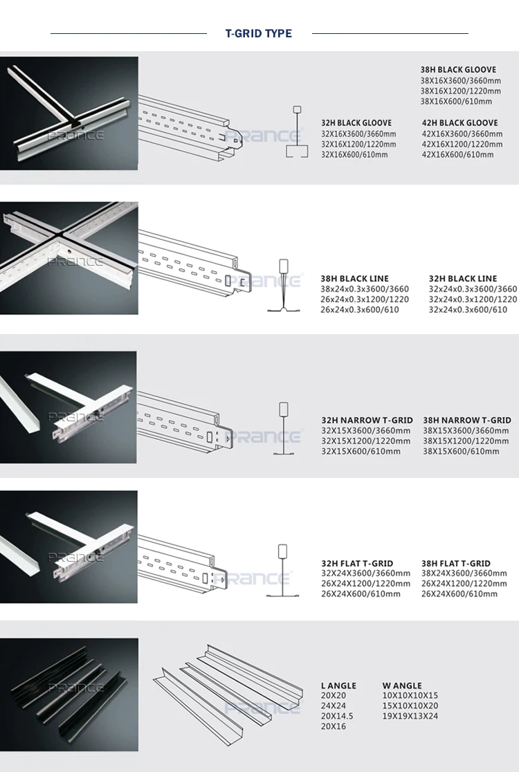 Decorative Aluminum Suspended Ceiling T Bar | Soundproof & Moisture ...