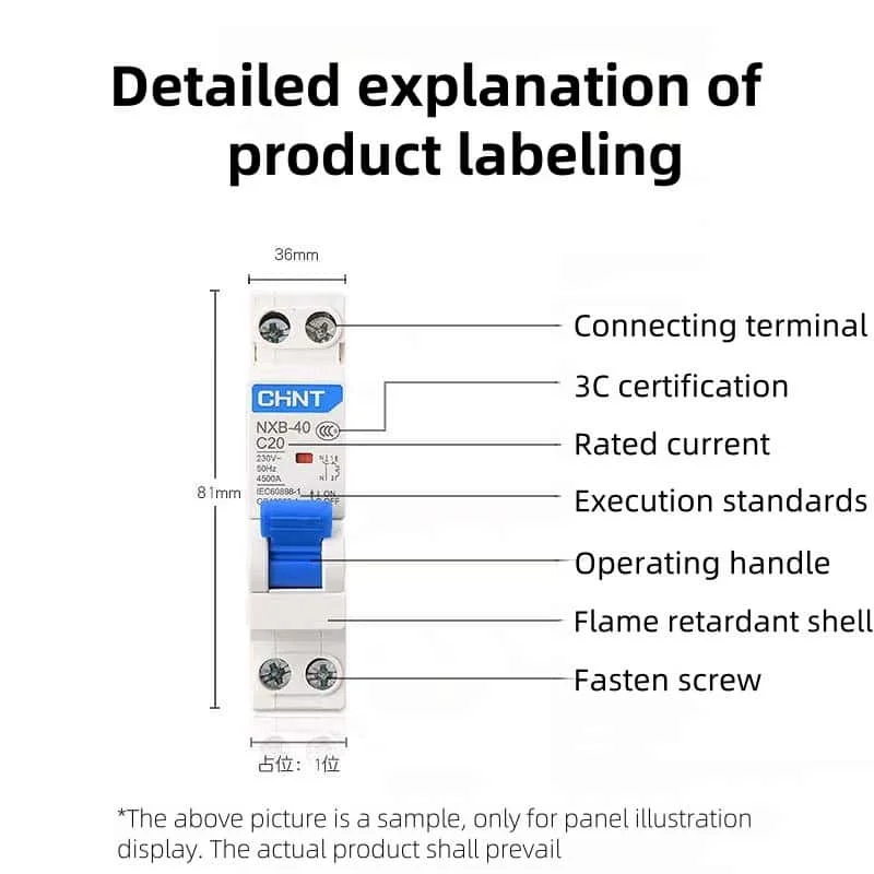Chint Original NXB-40 Miniature Circuit Breaker 1P+N DPN 6A 10A 16A 20A 25A 32A 40A RCBO Rccb ...
