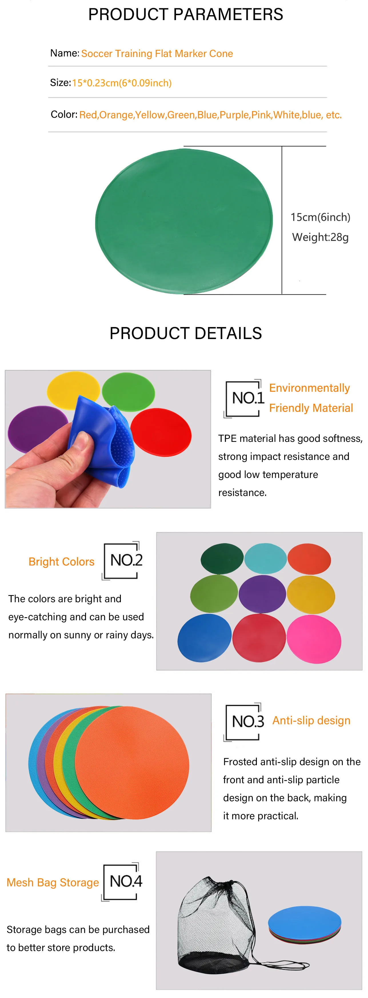 6 Inch Flat Marking Discs - Enhance Soccer & Basketball Training