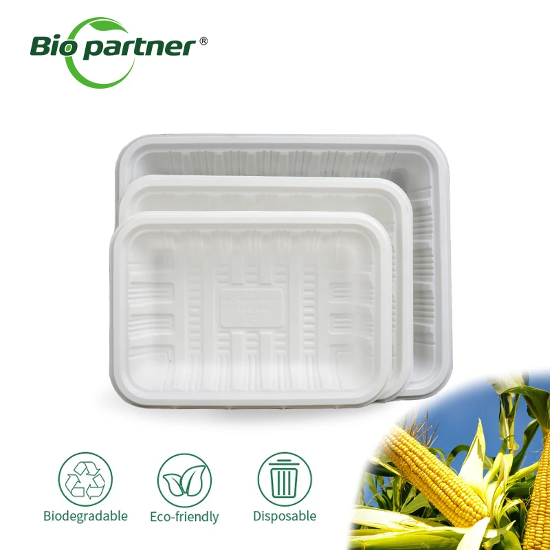 Eco Friendly Meat Fruit vegetable Display Packaging Corn Starch Punnet ...