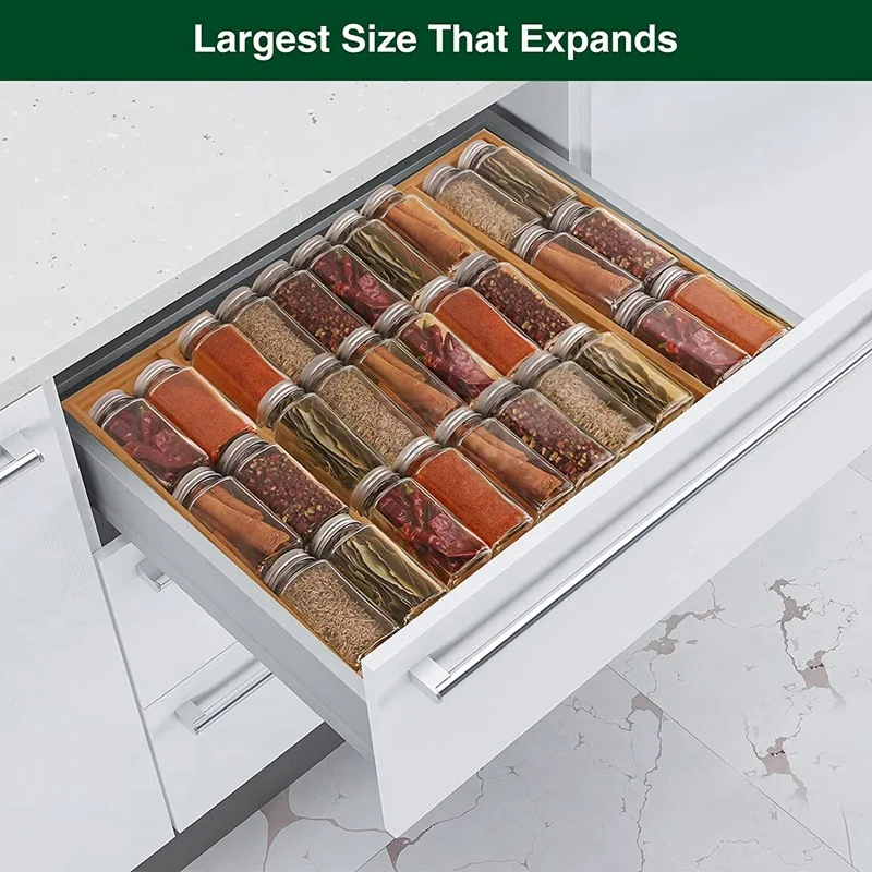 Extendable Kitchen Storage Rack Bamboo Spice Racks Drawer Organizer ...