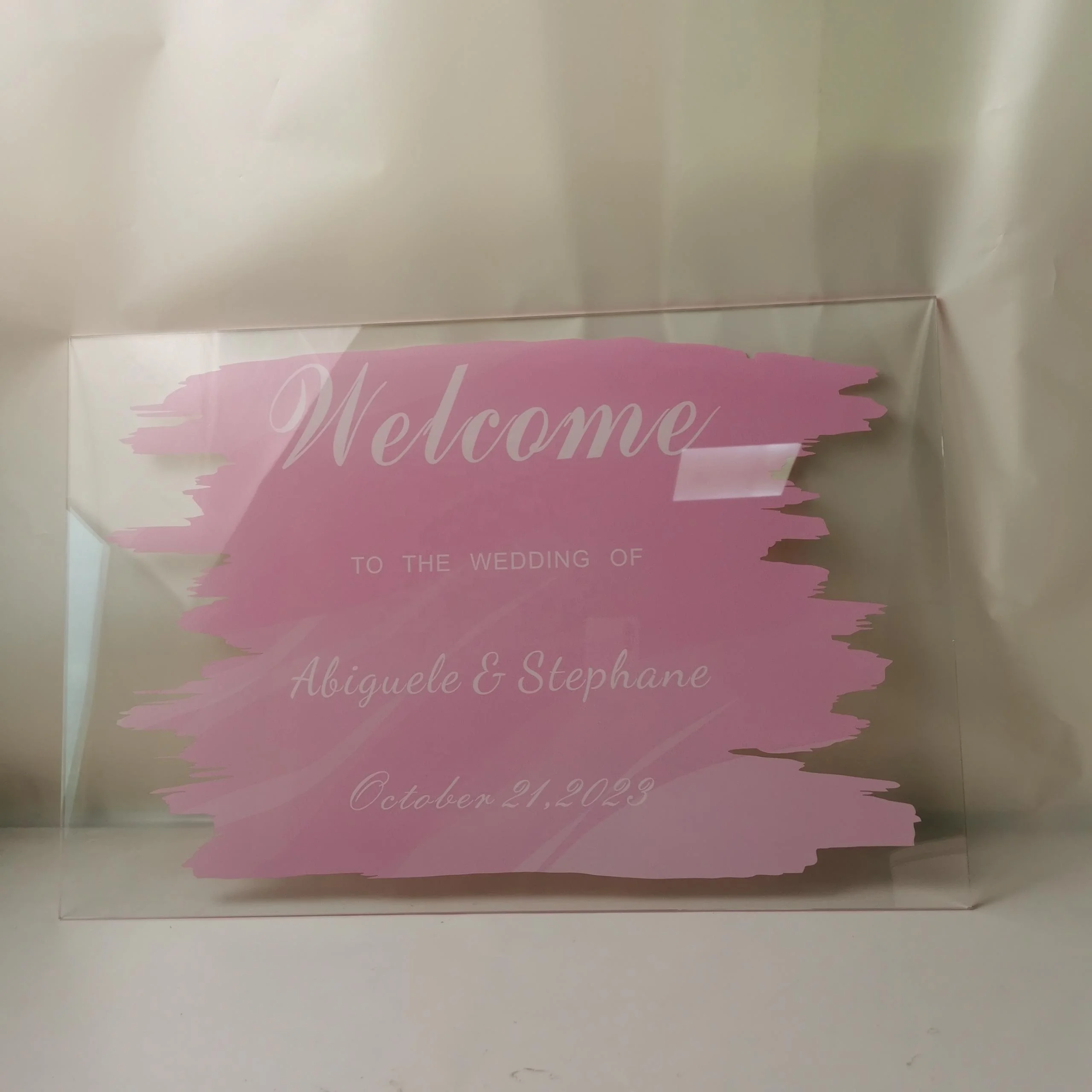 Acrylic Wedding Welcome Sign Forest Green Clear Personalized Ceremony ...