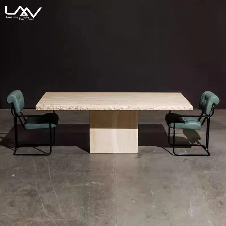 Minimalist Modern Natural Cave Stone Marble Dining Table