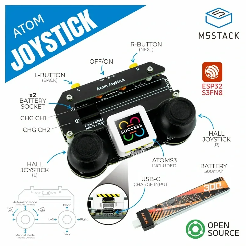 M5Stack M5Atom Joystick Programmable dual joystick remote control for Drone control| Alibaba.com