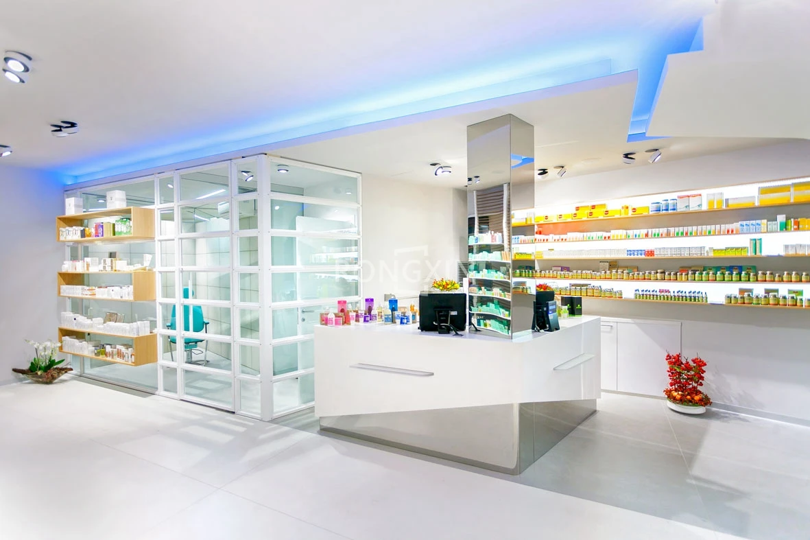 Customized Medical Shelf Mdf Wood Laminate Pharmacy Shelving Systems ...