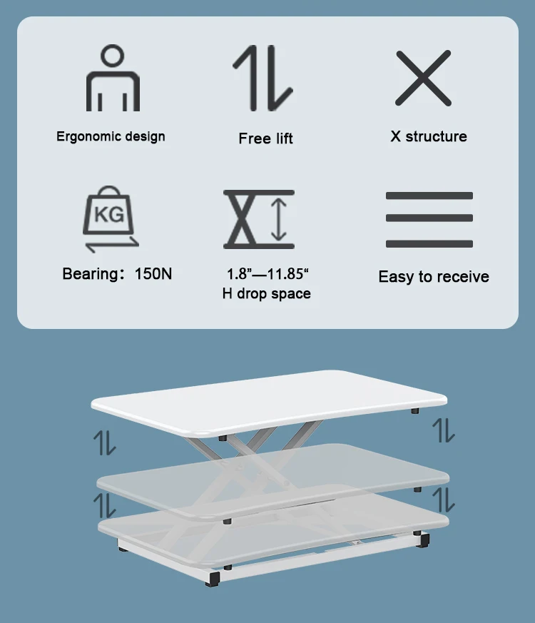 Ergonomic Folding Office Table - Height Adjustable Laptop Desk