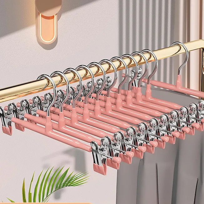 Removable Plastic Clothes Hanger with Clips - Space Saving