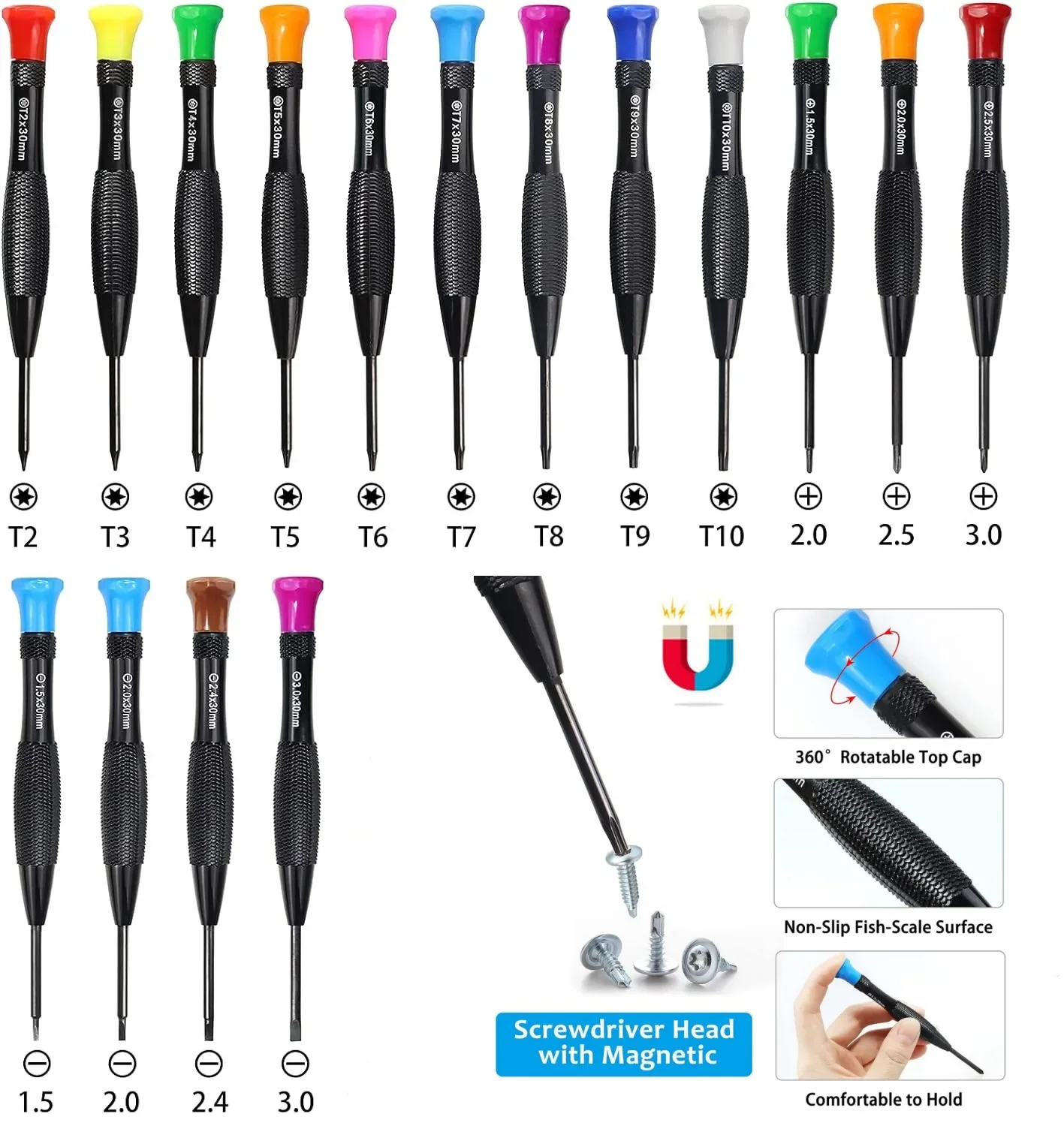 Mini Magnetic Screwdrivers With Flathead Phillips Screwdrivers ...