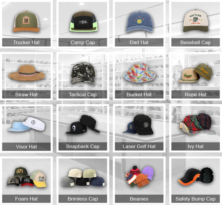 Wholesale Custom Men’s 7 Panel Hats with Embroidered Logo