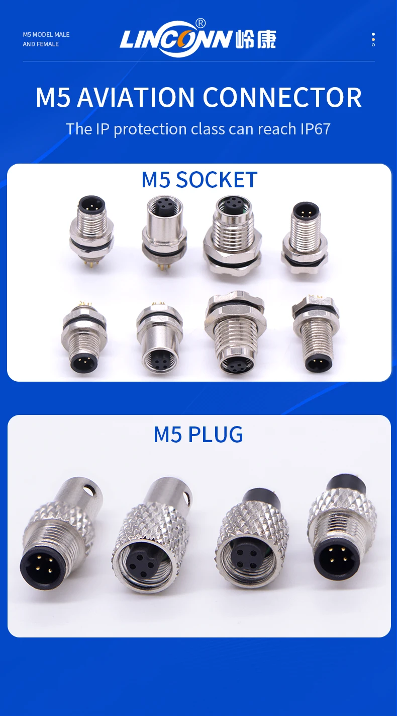 Panel Mount M5 2 3 4 Pin IP67 Waterproof Industrial Solder Front ...