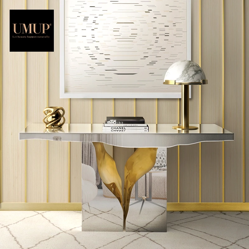 Modern luxury white gold Italian console style mirrored finished ...