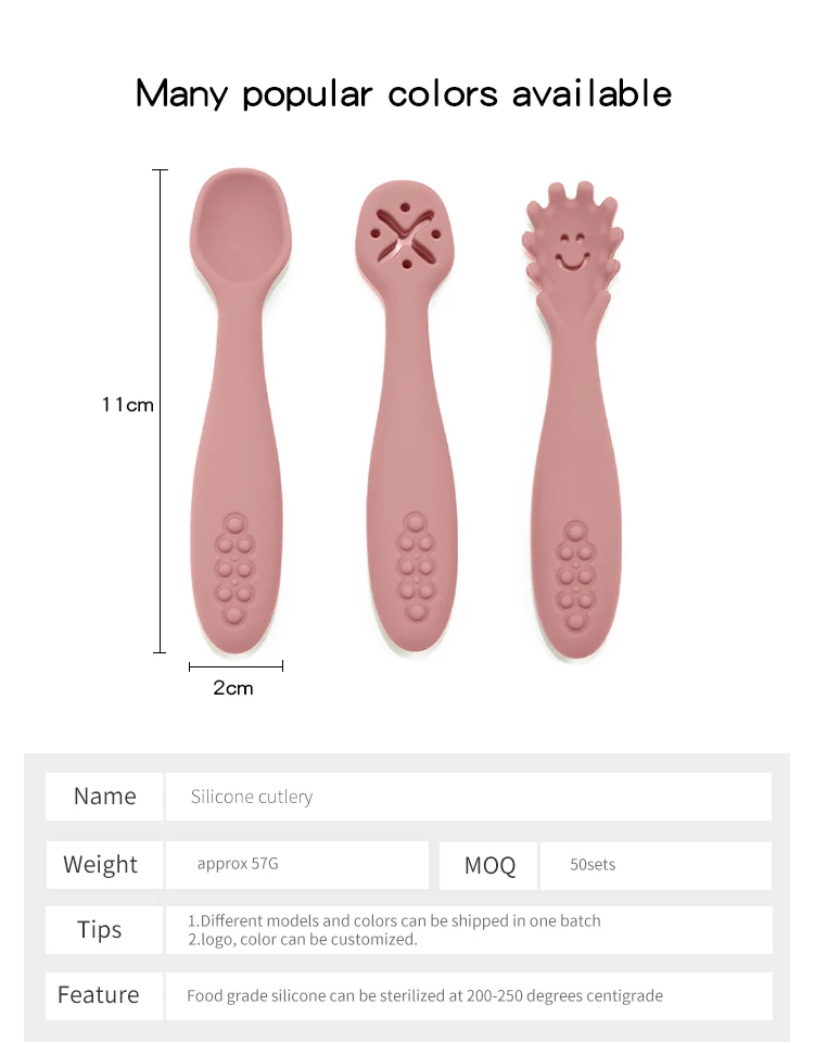 Wholesale Free BPA Feed Grade Silicone Spoon Set for Babies