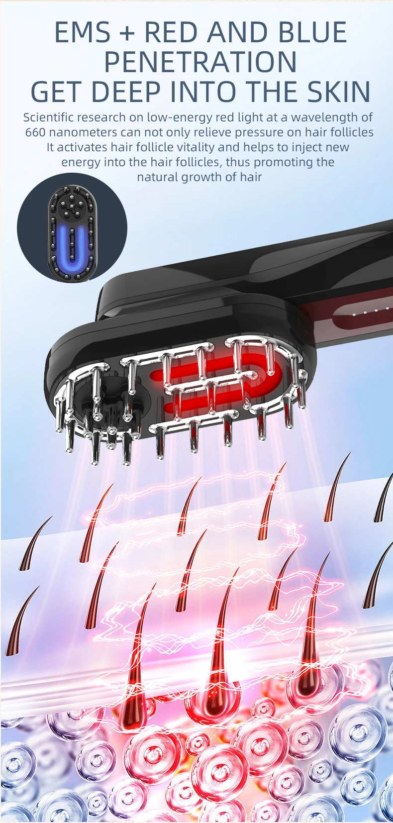 Phenitech 2024 Ems Micro Current Meridian Electric Massage Comb With ...