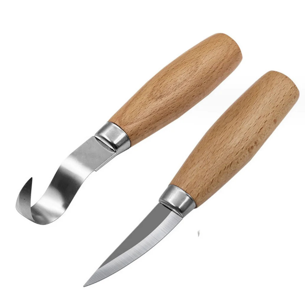 2pcs/set Woodcarving Cutter Straight/curved Knife Hand Chisel Wood ...