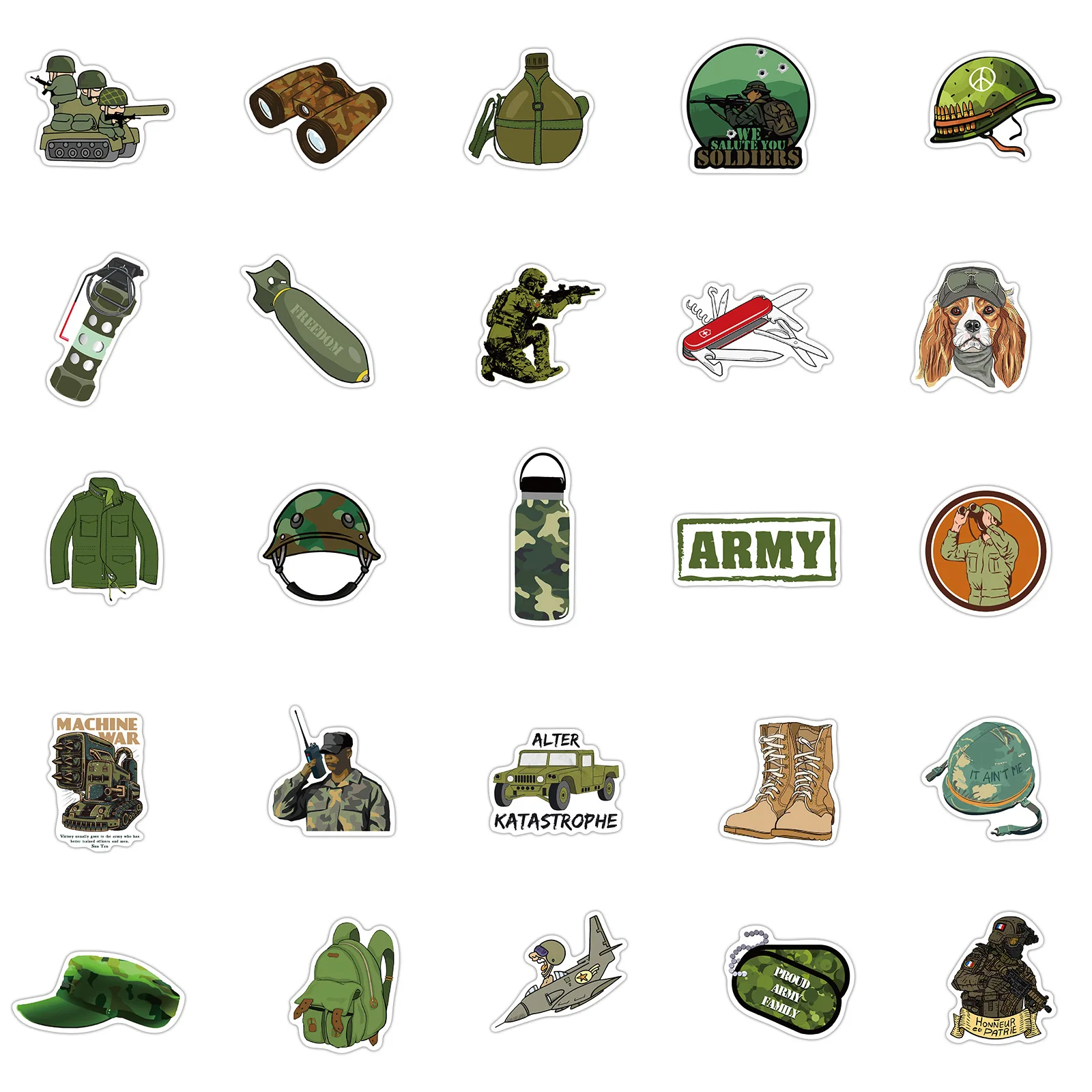 50pcs Green Force Camouflage Army Stickers Graffiti Luggage Waterbottle ...