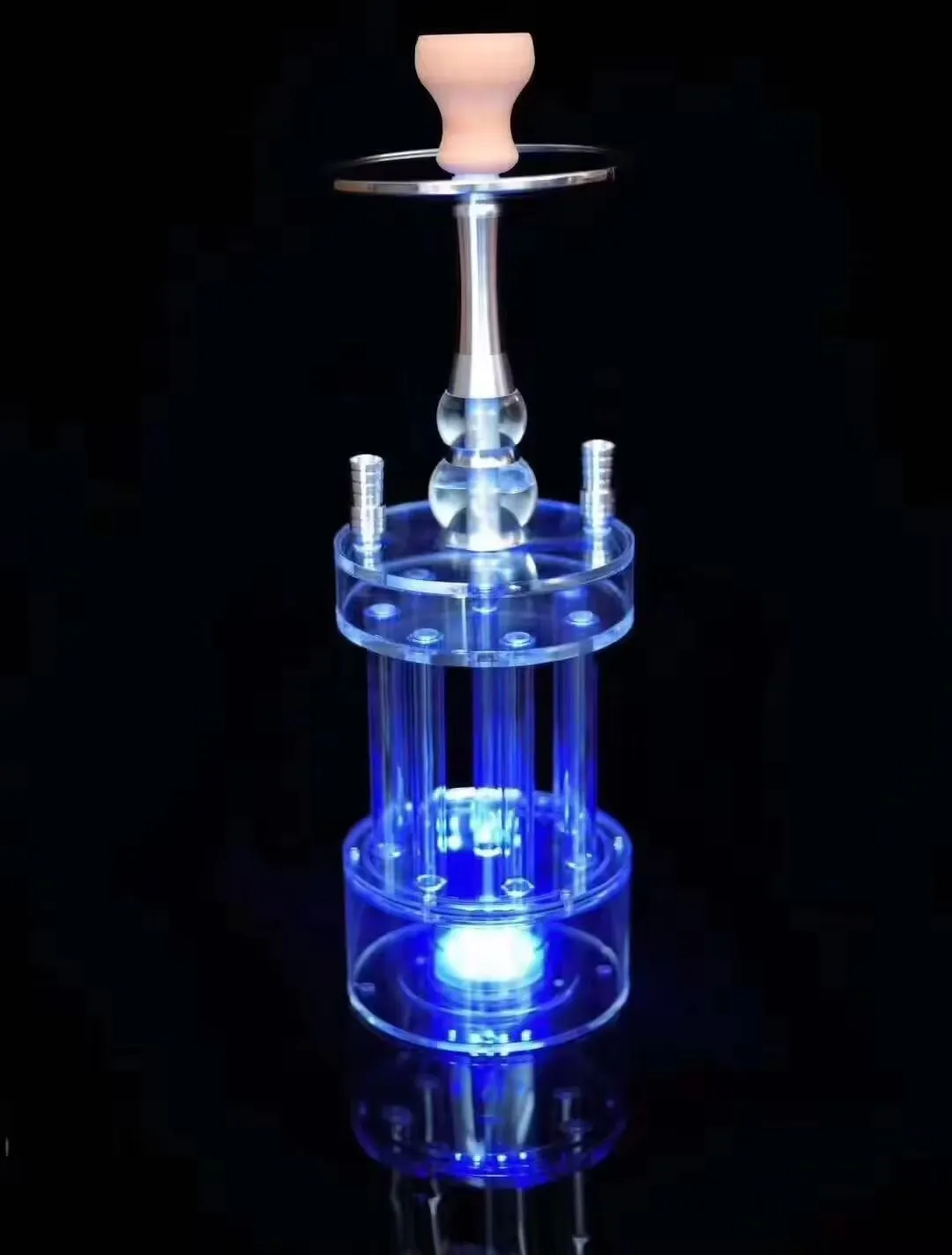 Transparent Chicha with LED Light Gatling Shape Hookah Set