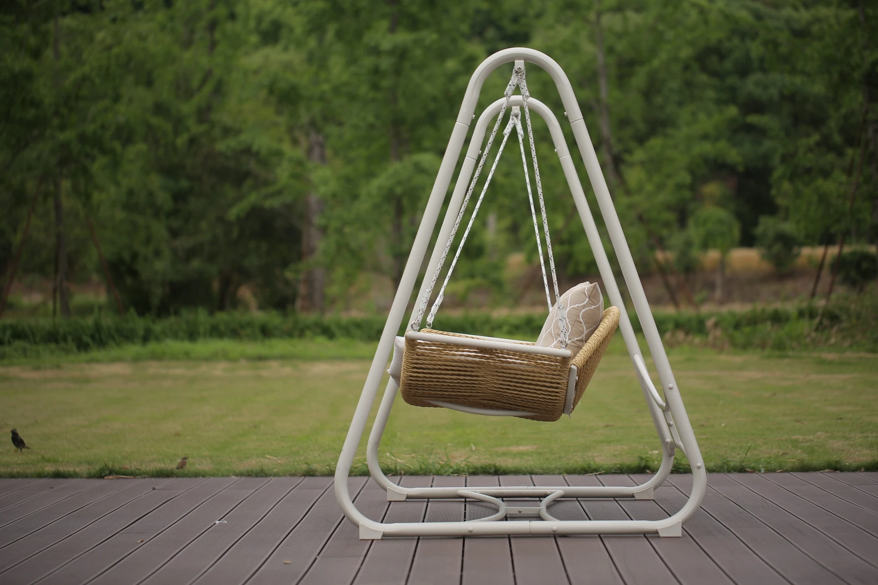 2-Seat Hanging Swing Chair With Thickened Cushions and Pillow Rattan ...