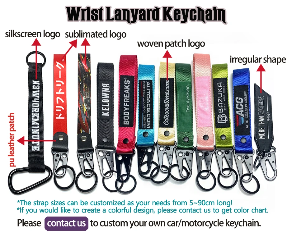 Custom Logo Woven Embroidered Short Keychain Lanyard