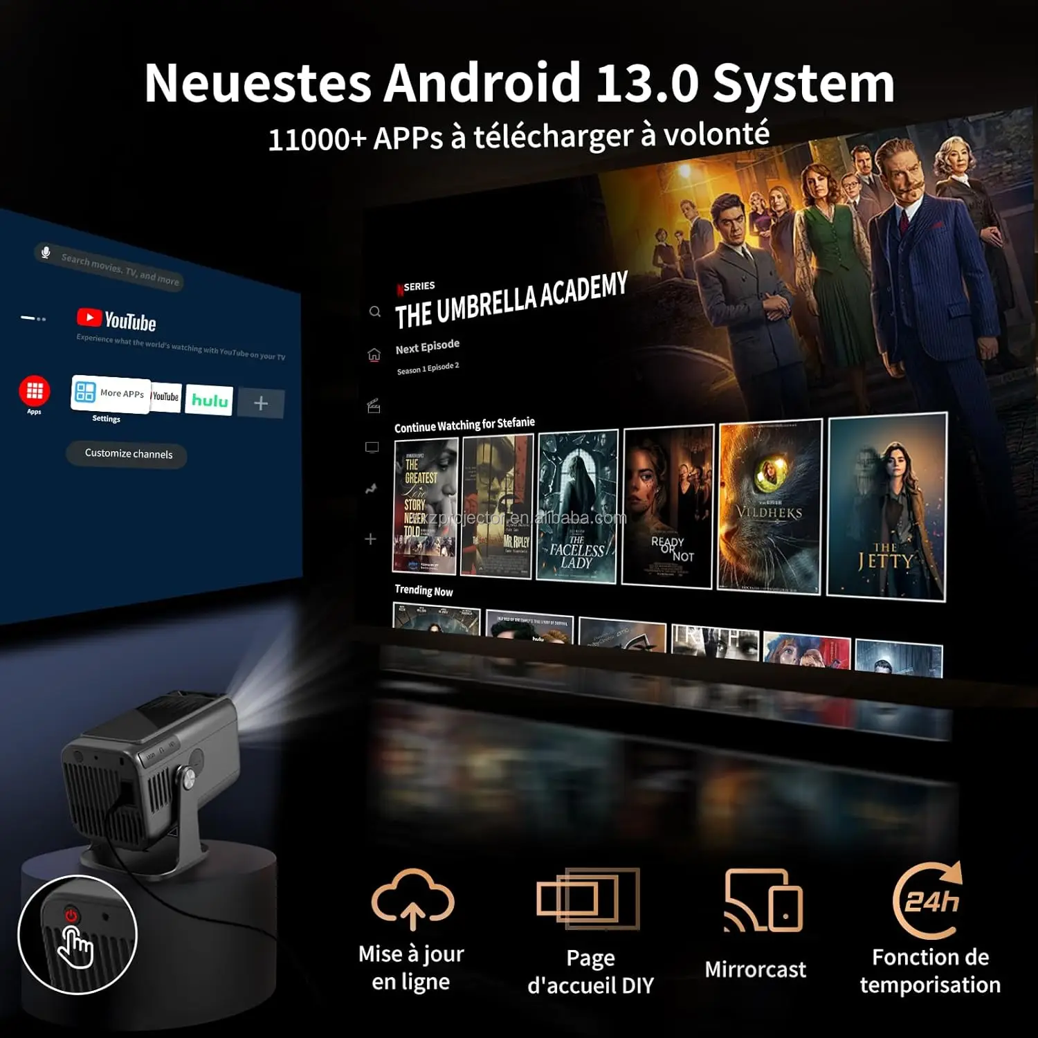 SXZ V1 Pro Portable Projector - 1080P, 300ANSI, Auto Focus