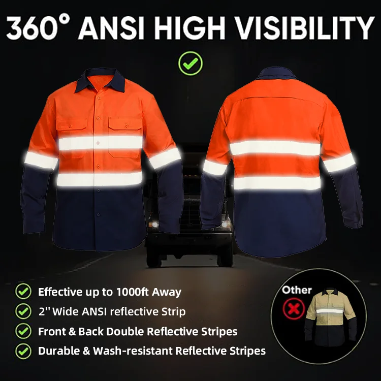 High Vis Reflective Safety Mens Work Shirts for Coal & Mining