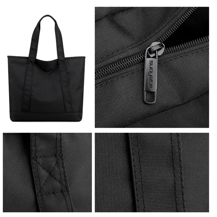 Customized Durable Recycled Polyester Shopping Tote Bag Black Polyester ...