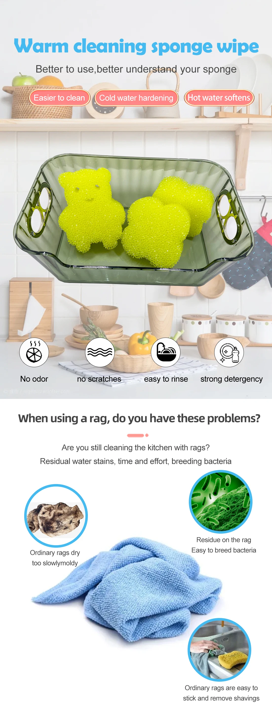 Multi Use Scratch Free Scrub Sponge Soft In Warm Water Firm In Cold ...