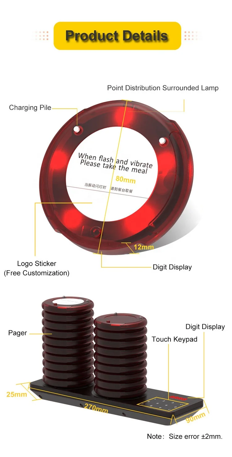 Separate Keypad 20 Mini Waiter Queue Paging Buzzer Cafe Wireless ...