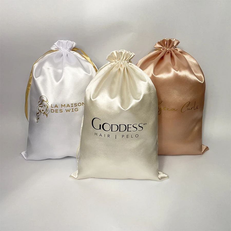 Custom Printed Silk Satin Dust Bags For Cloth And Handbag Luxury Gift Bags With Drawstring - Buy ...