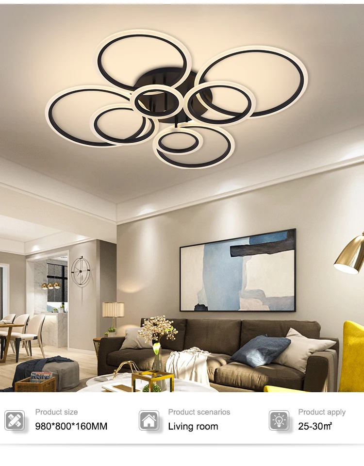 Surface Mounted Modern Luxury Ceiling Lamp Bedroom Dining Room Study ...