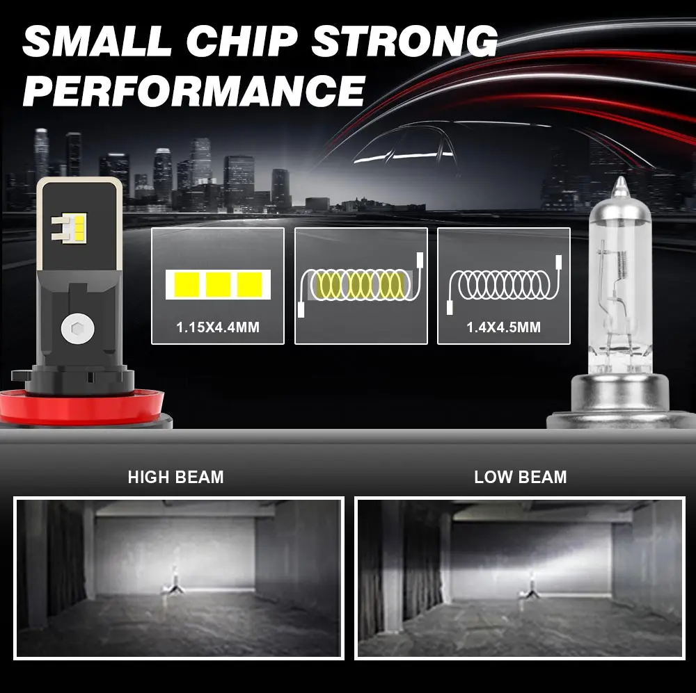 Tst Technology New Led Headlight V22 1:1 Halogen Size Car Led Bulb 9004 9005 9006 9007 H7 H4 24w ...