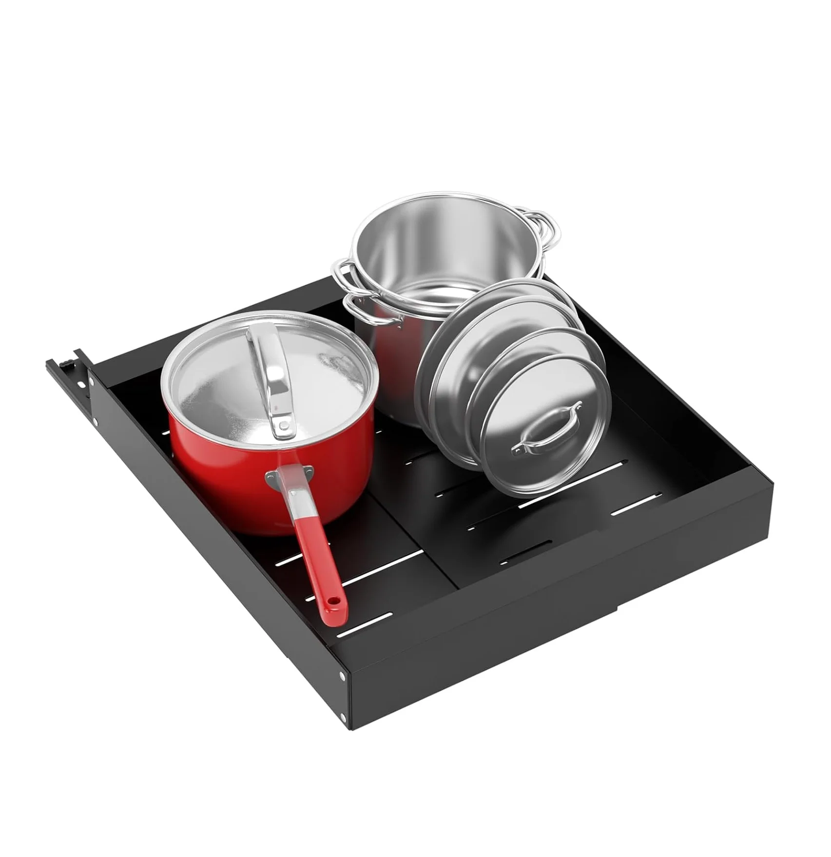 Retractable Pull Out Cabinet Organizer Adhesive, Peel And Stick Slide ...