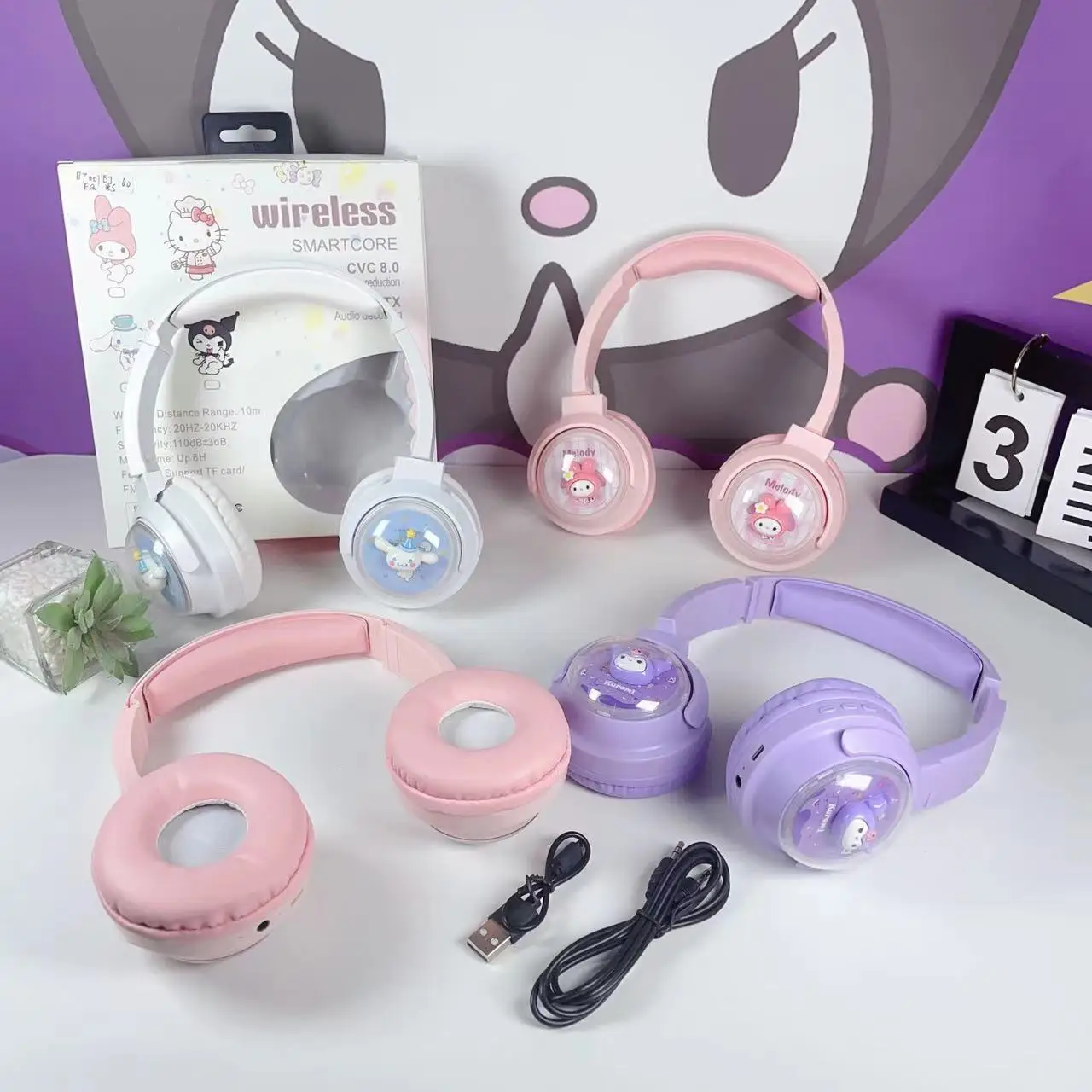 Ruunjoy Sanrio Bluetooth Headphone Kawaii Anime Kuromi Cinnamoroll ...