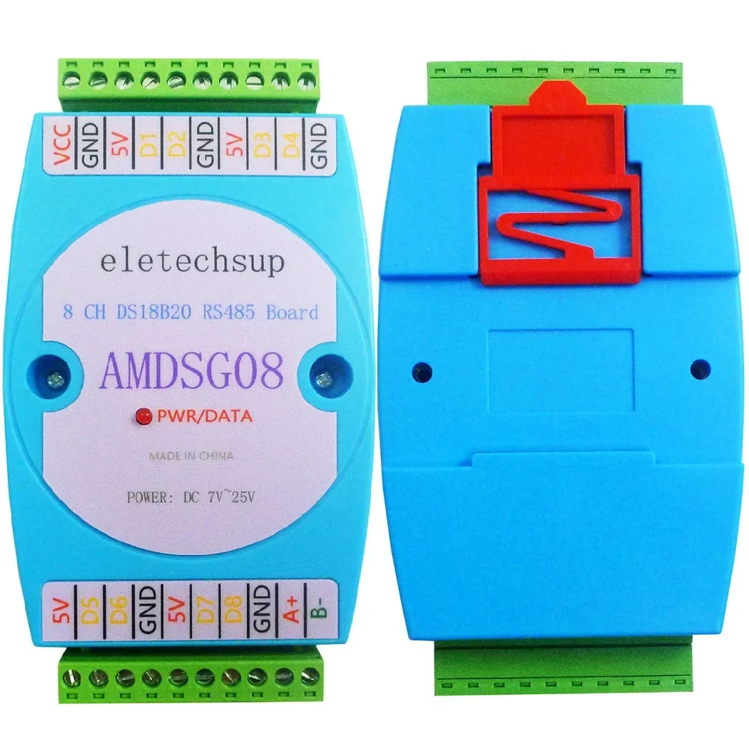 8CH DS18B20 Temperature Acquisition Module RS485 Optical Isolation