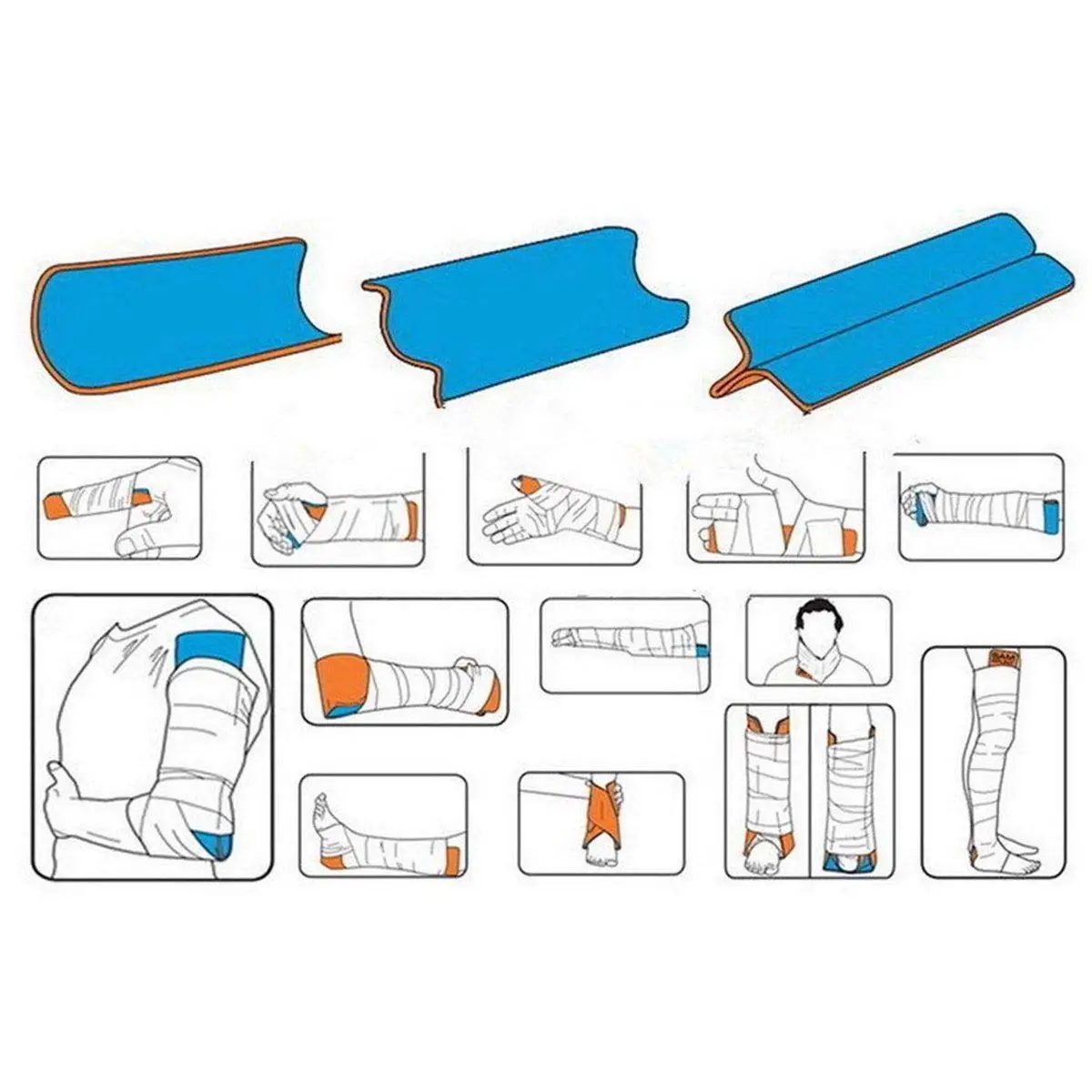 Elbow Fracture Polymer Flexible First Aid Aluminum Hand Foot Ankle ...