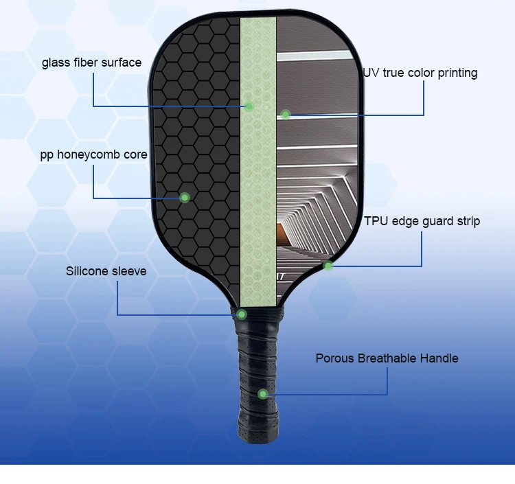 Outdoor Pickleball Racket Glass Fiber Pickleball Paddle Pp Honeycomb ...
