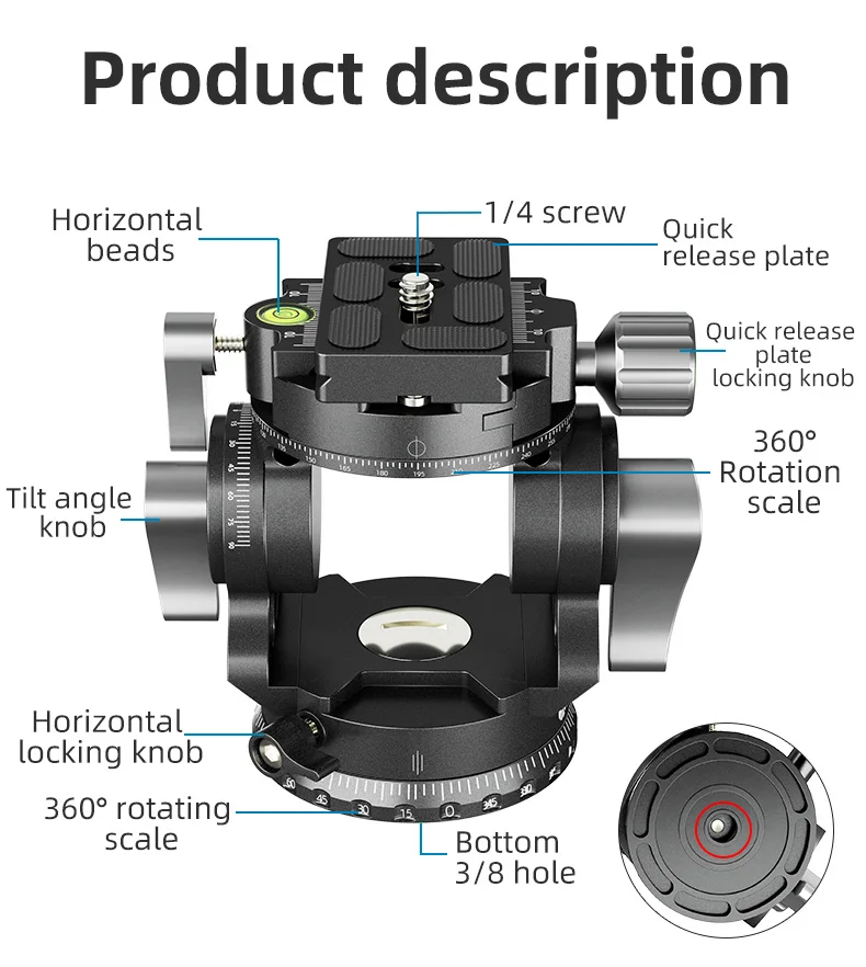 BEXIN Panoramic Ball Head - Heavy Duty 360 Degree Swivel Camera Mount