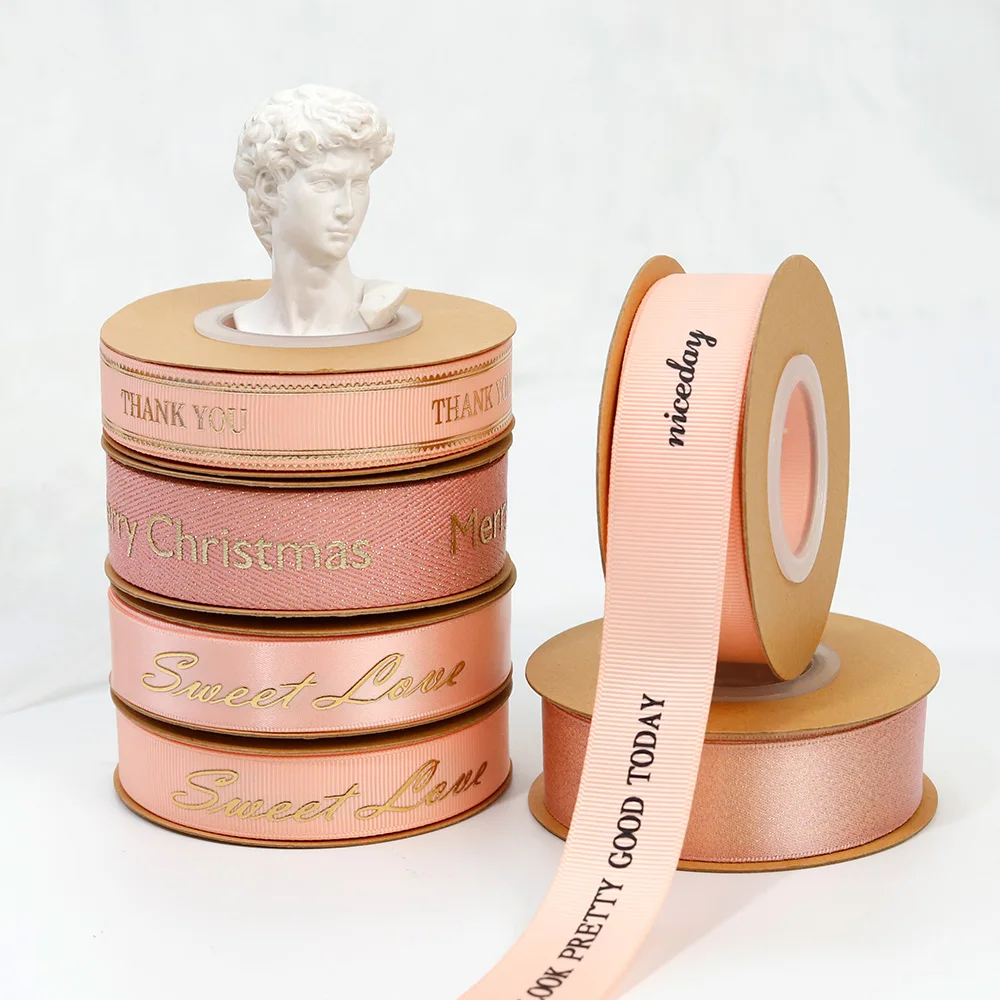 Custom Gold Foil 3d Embossed Printed Grosgrain Logo Customized Printed ...