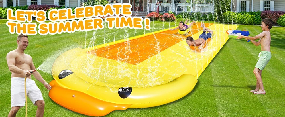 Summer Outdoor Water Play Inflatable Water Slides Slip Lawn Toy For ...