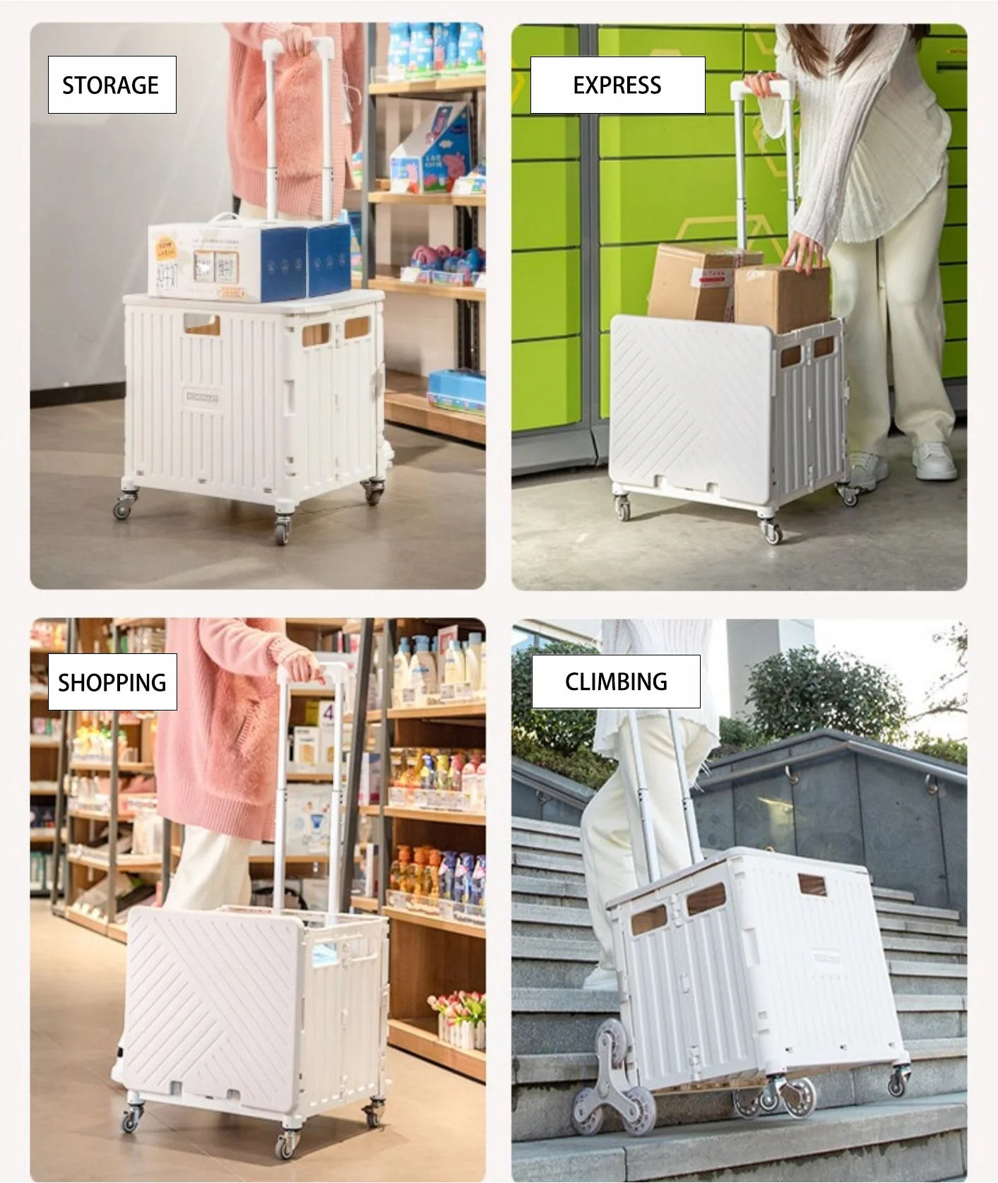 Collapsible Shopping Grocery Cart Trolley Rollator Foldable Personal ...