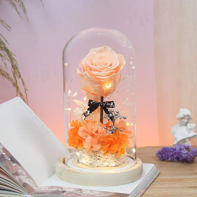 Handmade Preserved Carnation And Rose Inside Glass Dome Natural Eternal ...