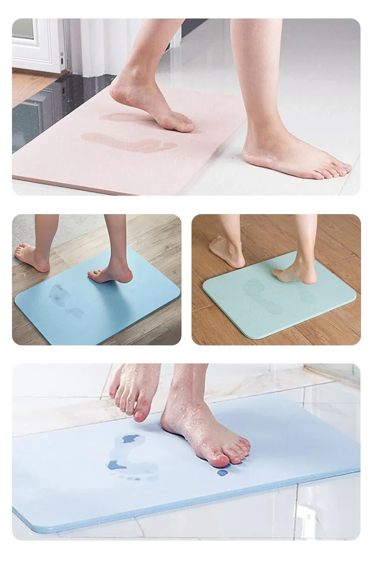 Raybin Customized Bathroom Quick Drying Diatom Diatomite Bath Mat