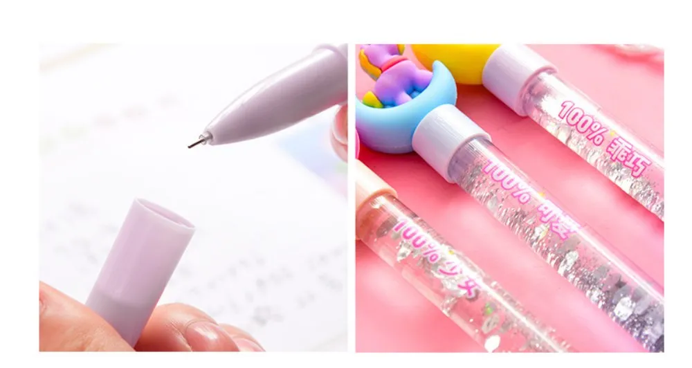 Pink Korean Creative Oil Colorful Quicksand Pen for Girls