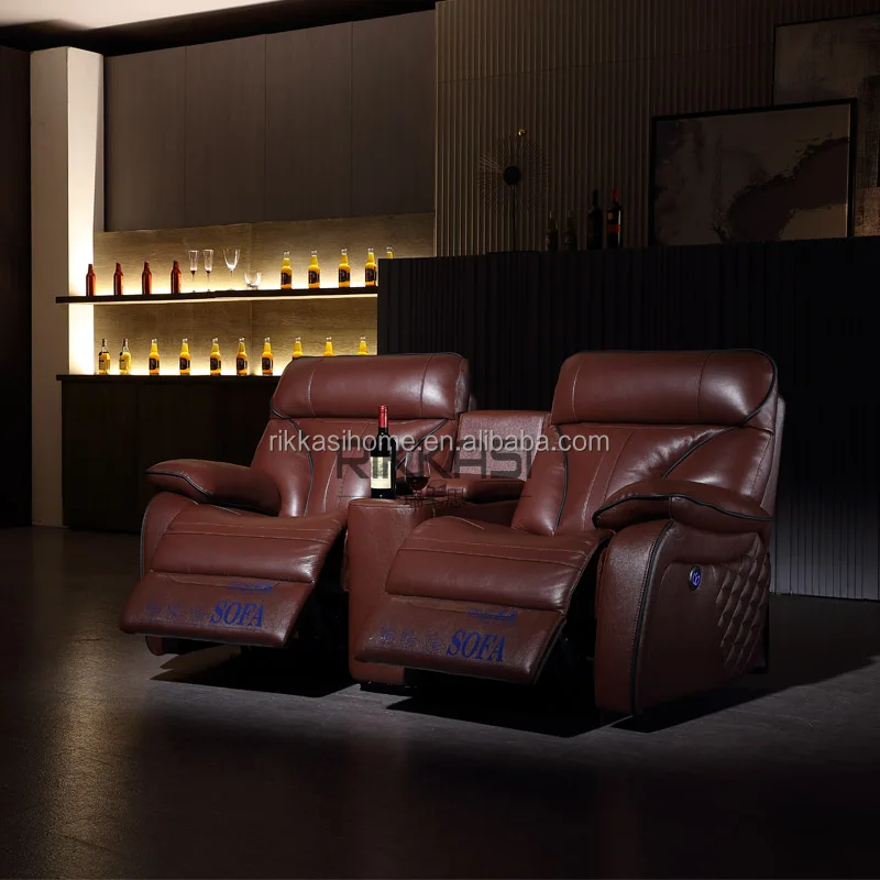 Optional Function Living Room Theater Sofa Modern Microfiber Fabric ...