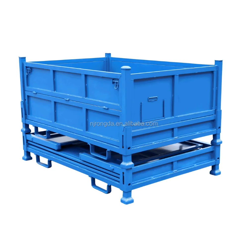 Industrial Box Pallet Foldable Stackable Steel Metal Storage Crates ...