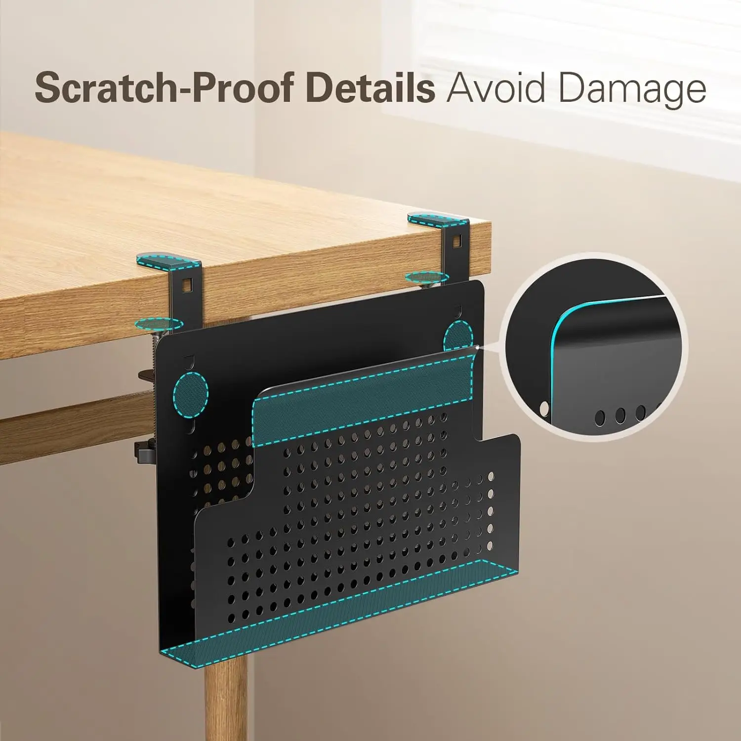 Under Desk Storage,No Drill Desk Side Storage,Three-level Adjustment ...