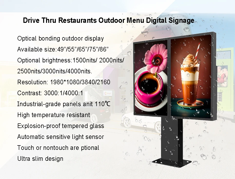 43 Inches Drive Thru Restaurants Menu Board Standing Digital Outdoor ...
