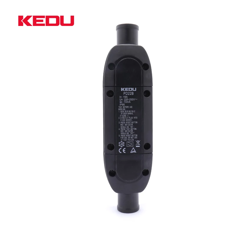KEDU PD22B IP66 10ma/30ma PRCD Inline Safety RCD - Reliable Protection