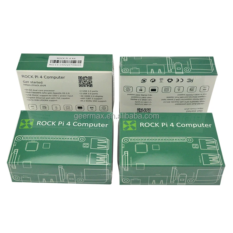 Rock Pi 4 Model A 4gb Six Core Sbc Single Board Mini Pc Computer ...